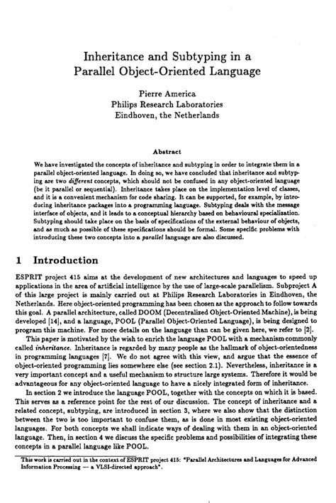 pdf a parallel object oriented language with inheritance and subtyping