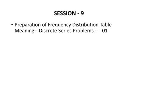 Frequency Distribution Table 1 Ppt
