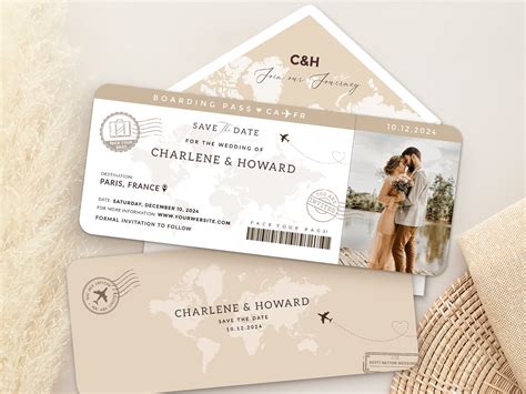Save The Date Boarding Pass Wedding Invitation Template Boarding Pass