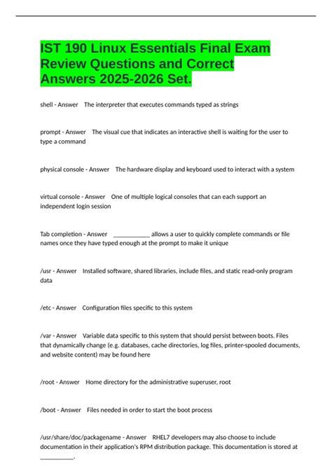 Computer Science Linux Final Exam Questions And All Correct Answers Package Deal Bundle