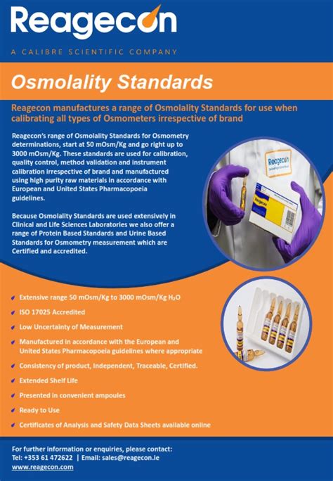 Osmolality Standards Solutions Reagecon