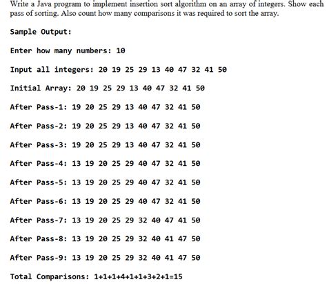 Solved Write A Java Program To Implement Insertion Sort