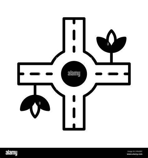 Traffic Circle With Four Roads Showing Concept Icon Of Road Intersection Traffic Roundabout