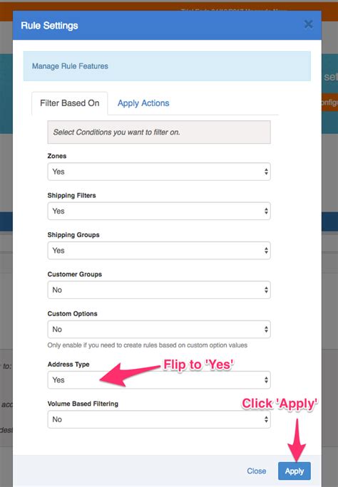 how to set up rules based on address type shipperhq docs