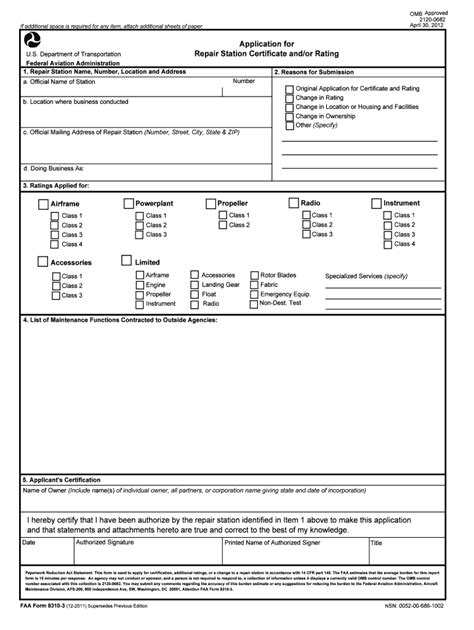 Fillable Online Faa Faa Form 8310 3 Application For Repair Station