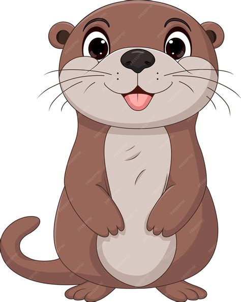 Cute Otter Cartoon On White Background Premium Vector