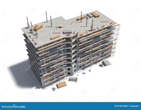 Rendering Of Building Under Construction With Scaffolding And Different
