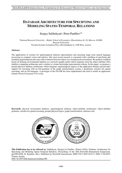 Pdf Database Architecture For Specifying And Modeling Spatio Temporal