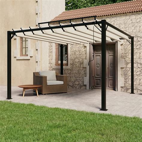 Pavillon Mit Lamellendach 3x3 M Creme Stoff Und Aluminium Abisko