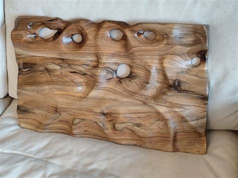 Hand Carved Wooden Walnut Wall Hanging Décor Organic Art Abstract