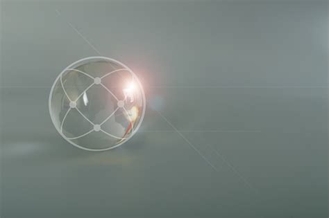 가짜 빛나고 있는 세계 지구본 세계의 미래 지향적인 비즈니스 개념은 미래 기술의 상호 연결성과 잠재력을 상징하는 기술 디지털 지구본의 형태로 추상적으로 표현됩니다 경제에