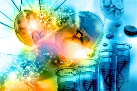 Human Fetus In Scientific Background Stock Illustration Illustration