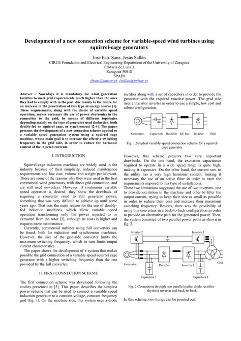 Pdf Development Of A New Connection Scheme For Variable Speed Wind Turbines Using Squirrel