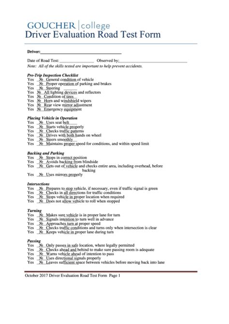 Printable Driver Performance Evaluation Form Printable Forms Free Online