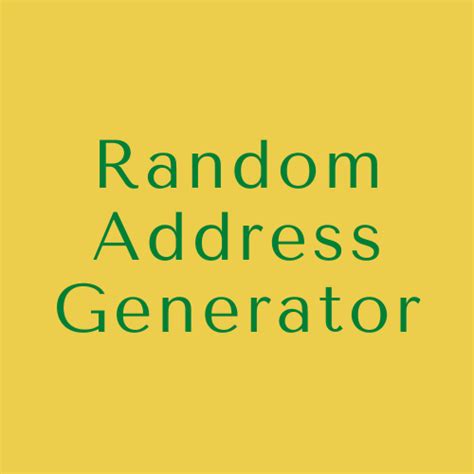 Random Address Generator Online