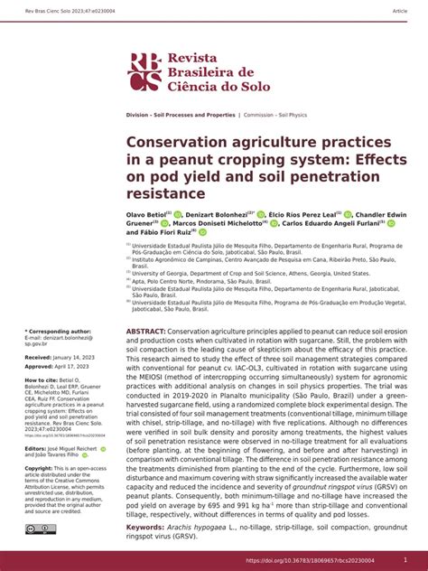 Conservation Agriculture Practices In A Peanut Cropping System