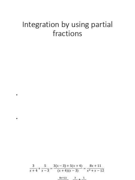 Integration Of Partial Fractions 1 Pdf Integral Equations