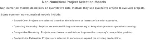 Types Of Project Selection Models Numerical Models And Non Numerical