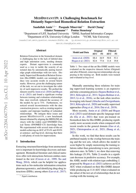 Pdf Meddistant19 A Challenging Benchmark For Distantly Supervised Biomedical Relation Extraction