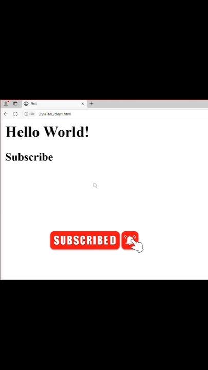 Hello World In Html Html First Program Coding Shorts Youtube