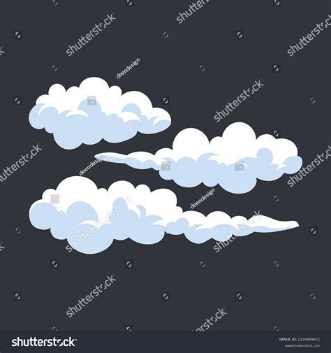 Set Three Cartoon Clouds Shading Stock Vector Royalty Free 2224499651
