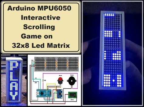 arduino mpu6050 interactive scrolling game on 32x8 led matrix p