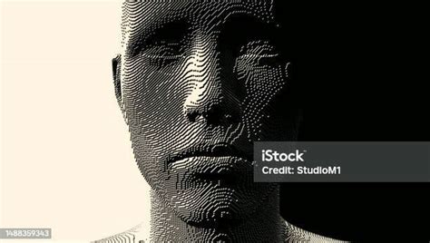 큐브에서 구성 추상 디지털 인간의 머리 비즈니스 프리젠 테이션 전단지 또는 포스터를위한 미니멀 한 디자인 기술 및 로봇 공학 개념 복셀 아트3d 벡터 일러스트레이션 남자에