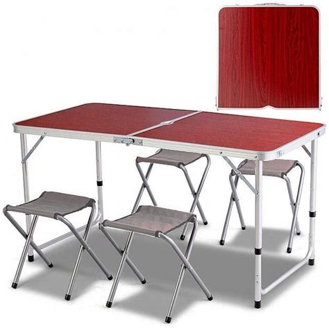 Стіл розкладний з 4 стільцями для рибалки і пікніка 3 режими висоти Коричневий фото відгуки