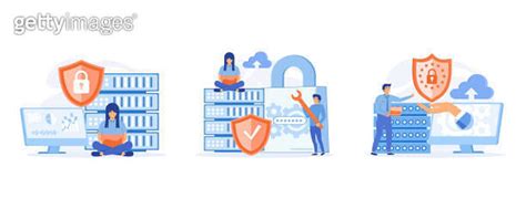 Database Security Phishing Hacker Attack Concept Hackers Stealing Personal Data Set Flat