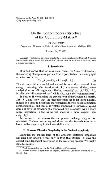 Pdf On The Connectedness Structure Of The Coulombs Matrix