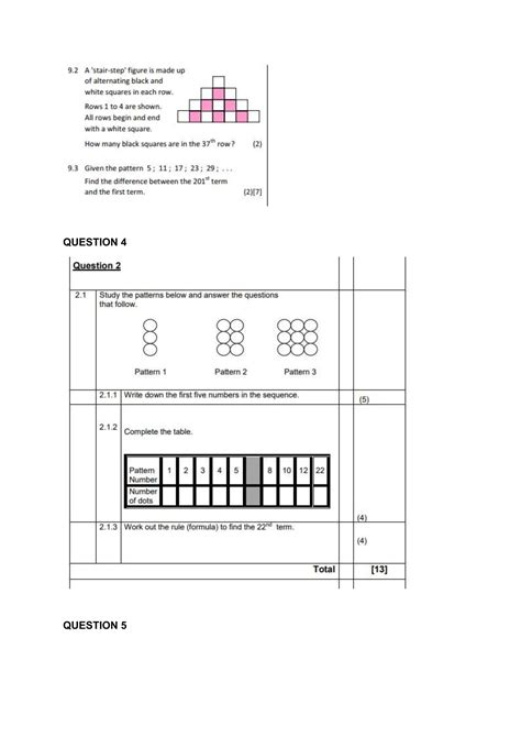 Grade 8 Maths Patterns Practice Questions Docx