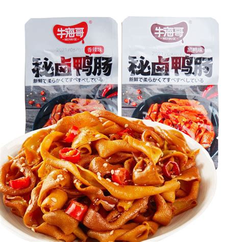 牛海哥秘卤鸭肠15g整盒20包香辣味黑鸭味杏鲍菇鸭肠休闲零食批发 阿里巴巴