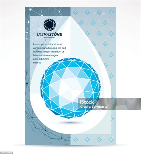 새로운 기술 테마 책자 표지 디자인 프론트 페이지 3 차원 설계 벡터 추상 블루 다각형 모양입니다 0명에 대한 스톡 벡터 아트 및 기타 이미지 Istock