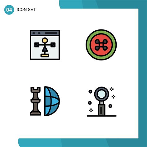 4 Thematic Vector Filledline Flat Colors And Editable Symbols Of Coding Global Flowchart Fruit