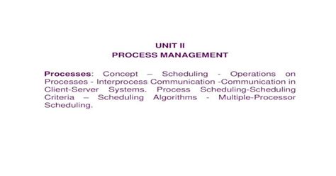 Pdf Unit Ii Process Management Ii Process Management Processes Concept