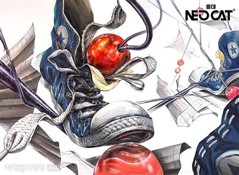 [기초디자인] 7월 학생 수업작 컨버스화 원고지 홍대 네오캣 미술학원 미술학원 작품갤러리 실기연재