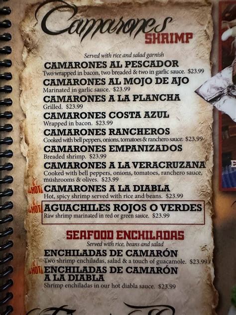 Menu At El Pescador Restaurant Fillmore