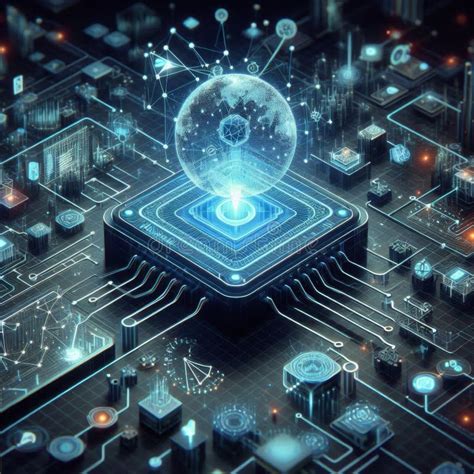 Machine Learning Data Flow Blockchain Grids Stock Illustration