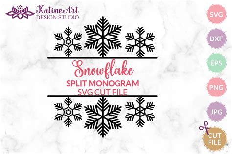 Snowflake Split Monogram Svg Frame Graphic By Katine Design · Creative Fabrica