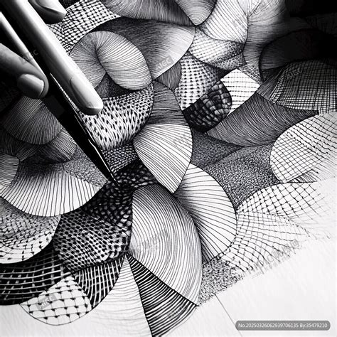 Ai创作图手绘 线条 黑白 图案 艺术 创作 笔触 纹理 几何 装饰 抽象 设计 绘画 风格 视 昵图网