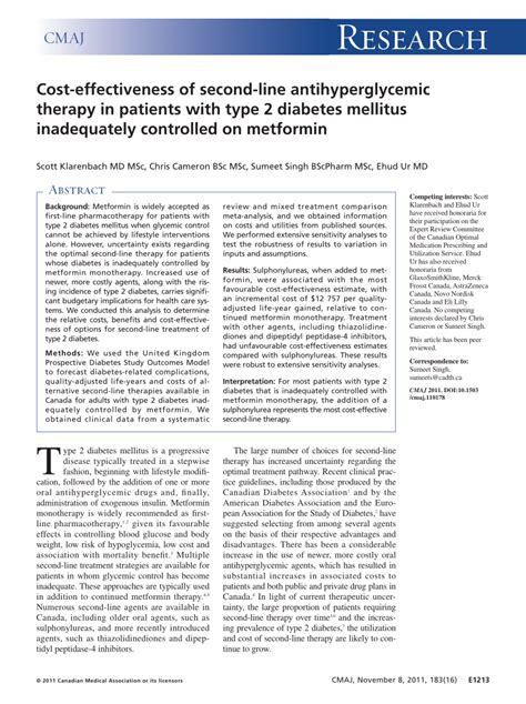 Pdf Cost Effectiveness Of Second Line Antihyperglycemic Therapy In