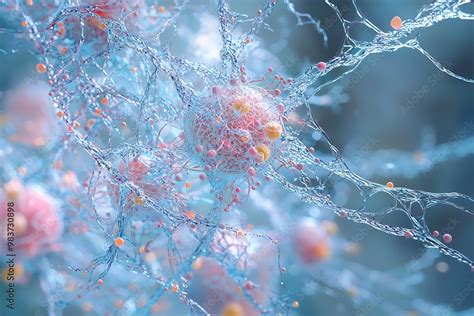 Immune Synapse Intricate Network Visualized In A Detailed Web Like Form Stock Illustration