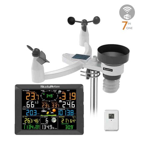 7 In 1 Wi Fi Weather Station Solar Indoor Outdoor Remote Monitoring System Temperature Humidity