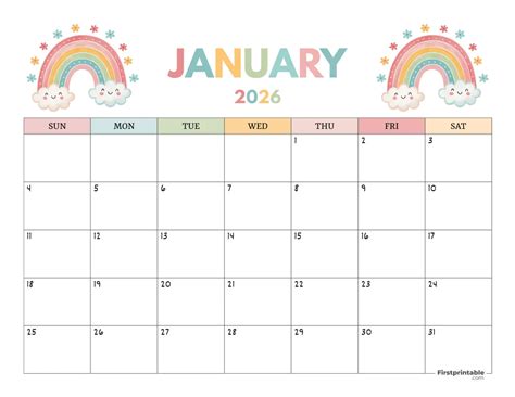 January 2026 Free Printable Calendar
