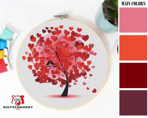 TREE Cross Stitch Pattern PDF Pcs Set Four Seasons Tree Etsy