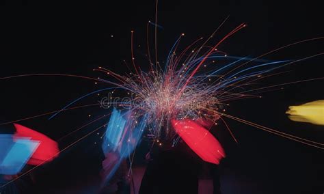 Dynamic Abstract Light Trails Explosion Of Colorful Light Rays On Dark