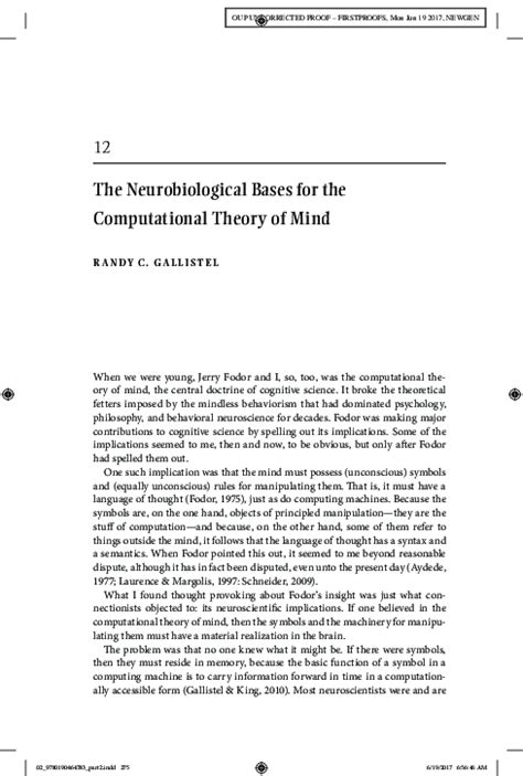 Pdf The Neurobiological Bases For The Computational Theory Of Mind