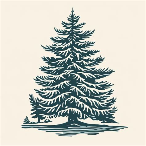 Premium Ai Image Vintage Poster Design Engraved Pine Tree In Black And White