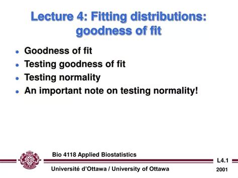 Ppt Lecture 4 Fitting Distributions Goodness Of Fit Powerpoint