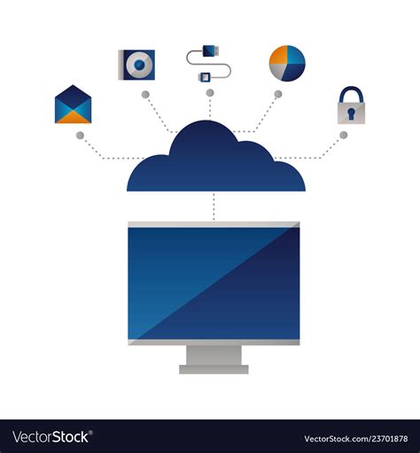 Cloud Computing Monitor Connection Royalty Free Vector Image